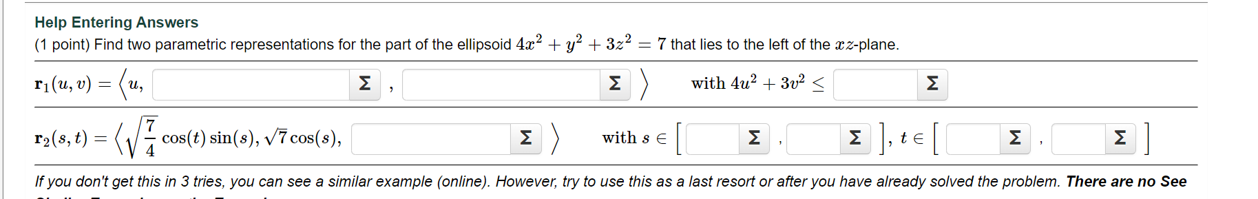 Solved 1 Point Find Two Parametric Representations For The