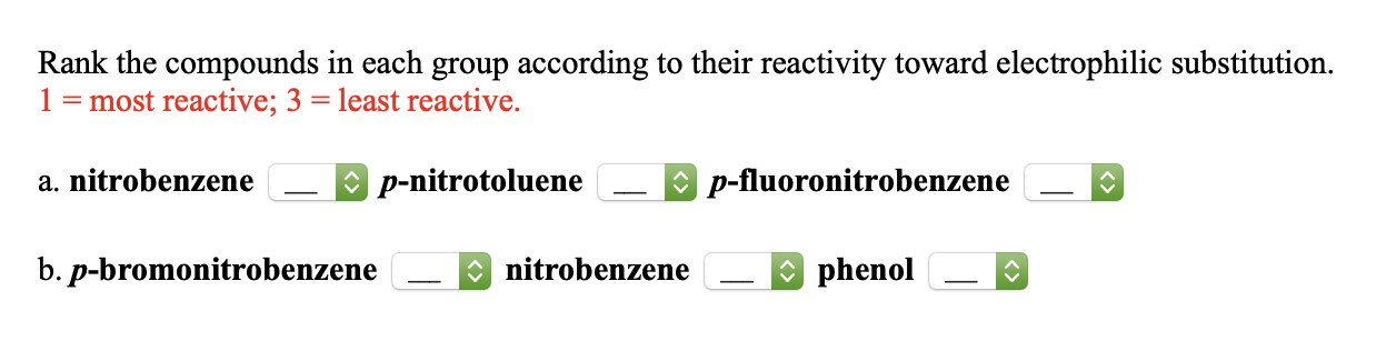 Solved Rank the compounds in each group according to their | Chegg.com