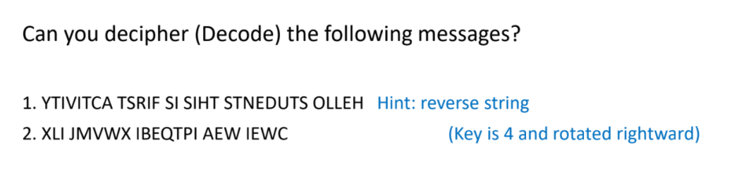 Solved Can you decipher (Decode) the following messages? 1. | Chegg.com