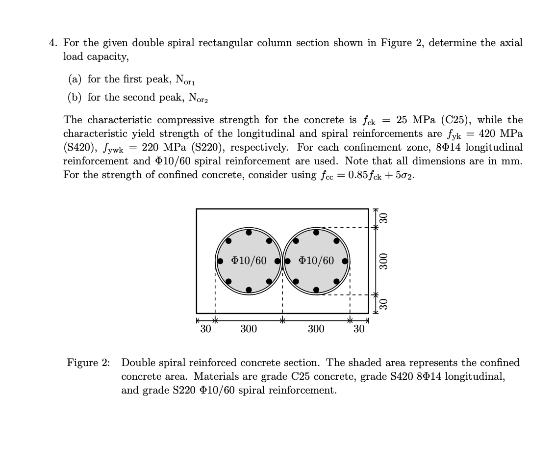 Solved 4. For the given double spiral rectangular column | Chegg.com
