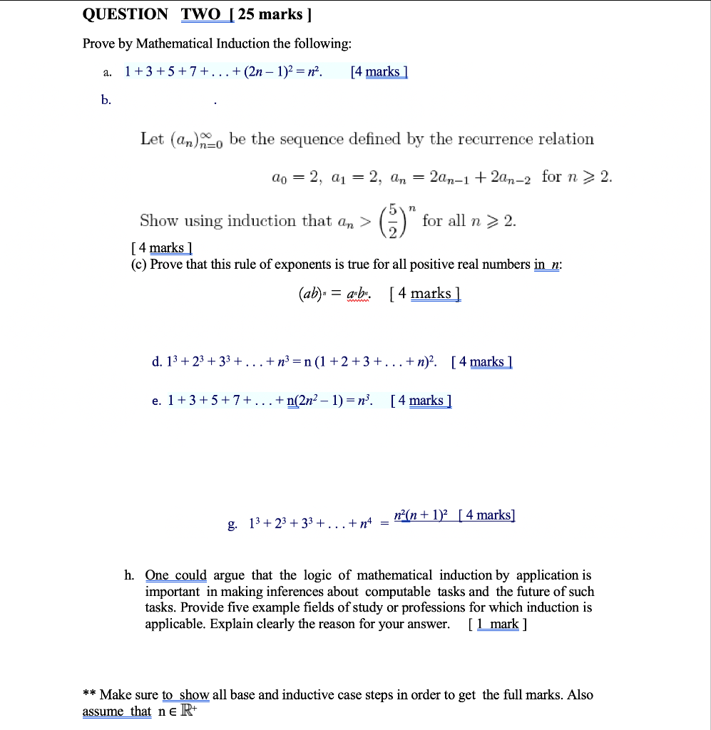 Solved Prove by Mathematical Induction the following: a. | Chegg.com