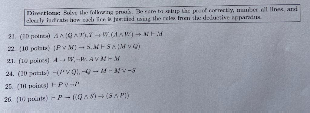 Solved Directions: Solve the following proofs. Be sure to | Chegg.com