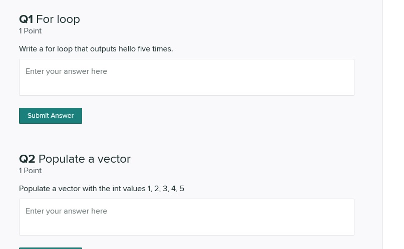 Q1 For loop 1 Point Write a for loop that outputs | Chegg.com