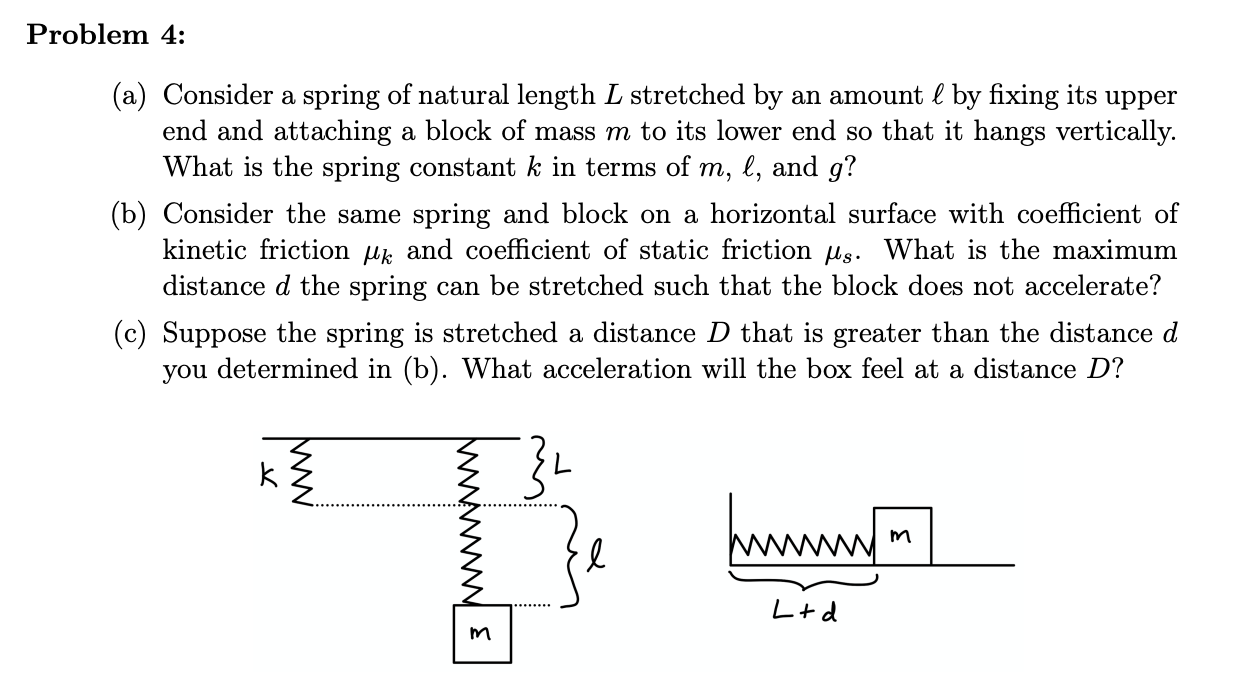 Solved (a) Consider a spring of natural length L stretched | Chegg.com