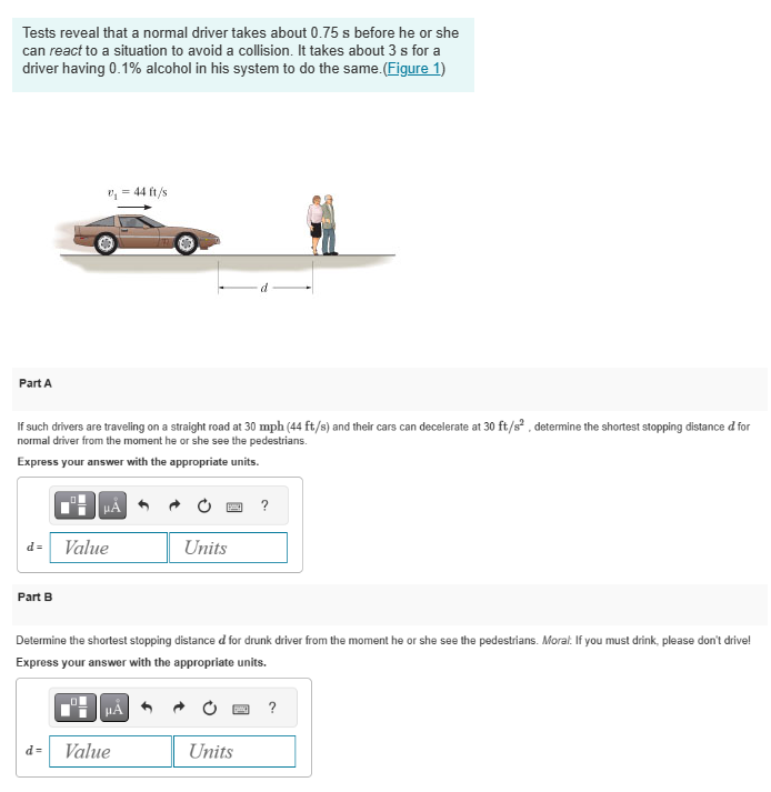 Solved Tests reveal that a normal driver takes about \\( | Chegg.com