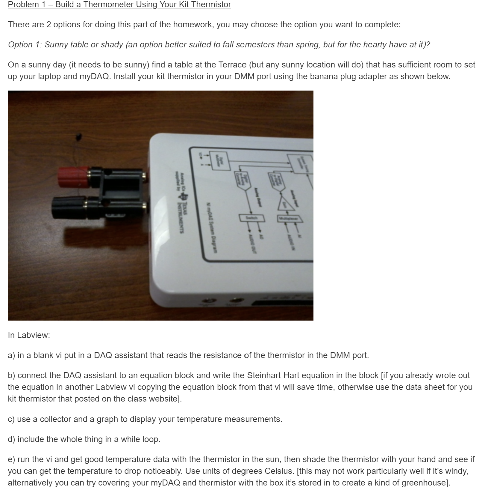Solved Problem 1 - ﻿Build a Thermometer Using Your Kit | Chegg.com