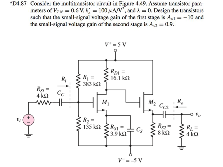 Solved *D4.87 Consider the multitransistor circuit in Figure | Chegg.com