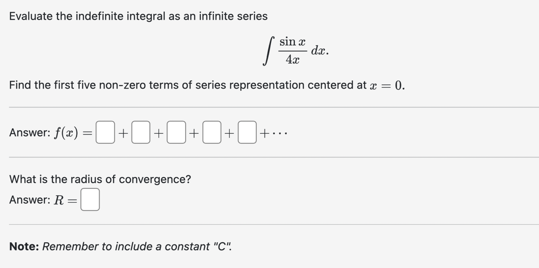 Solved Evaluate the indefinite integral as an infinite | Chegg.com