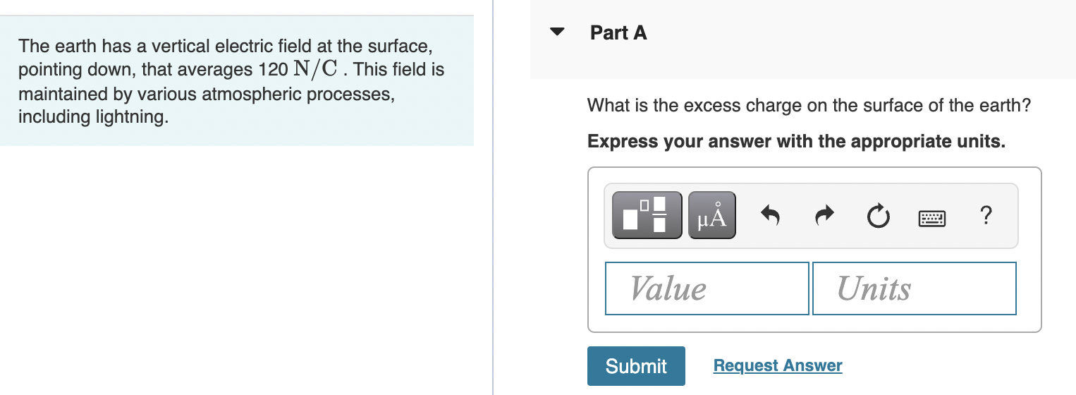 Solved The earth has a vertical electric field at the | Chegg.com