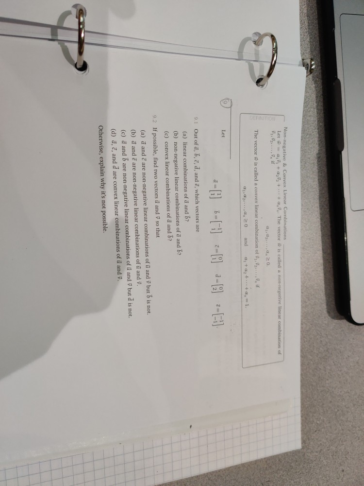 Solved Non Negative And Convex Linear Combinations Let W A 7441