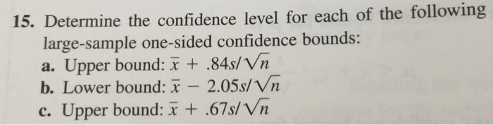 Solved Determine the confidence level for each of the | Chegg.com