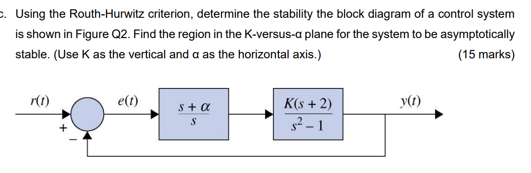 Solved . Using the Routh-Hurwitz criterion, determine the | Chegg.com