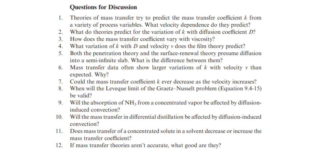 Solved This is Chapter 9 in mass transfer : Theories of Mass | Chegg.com