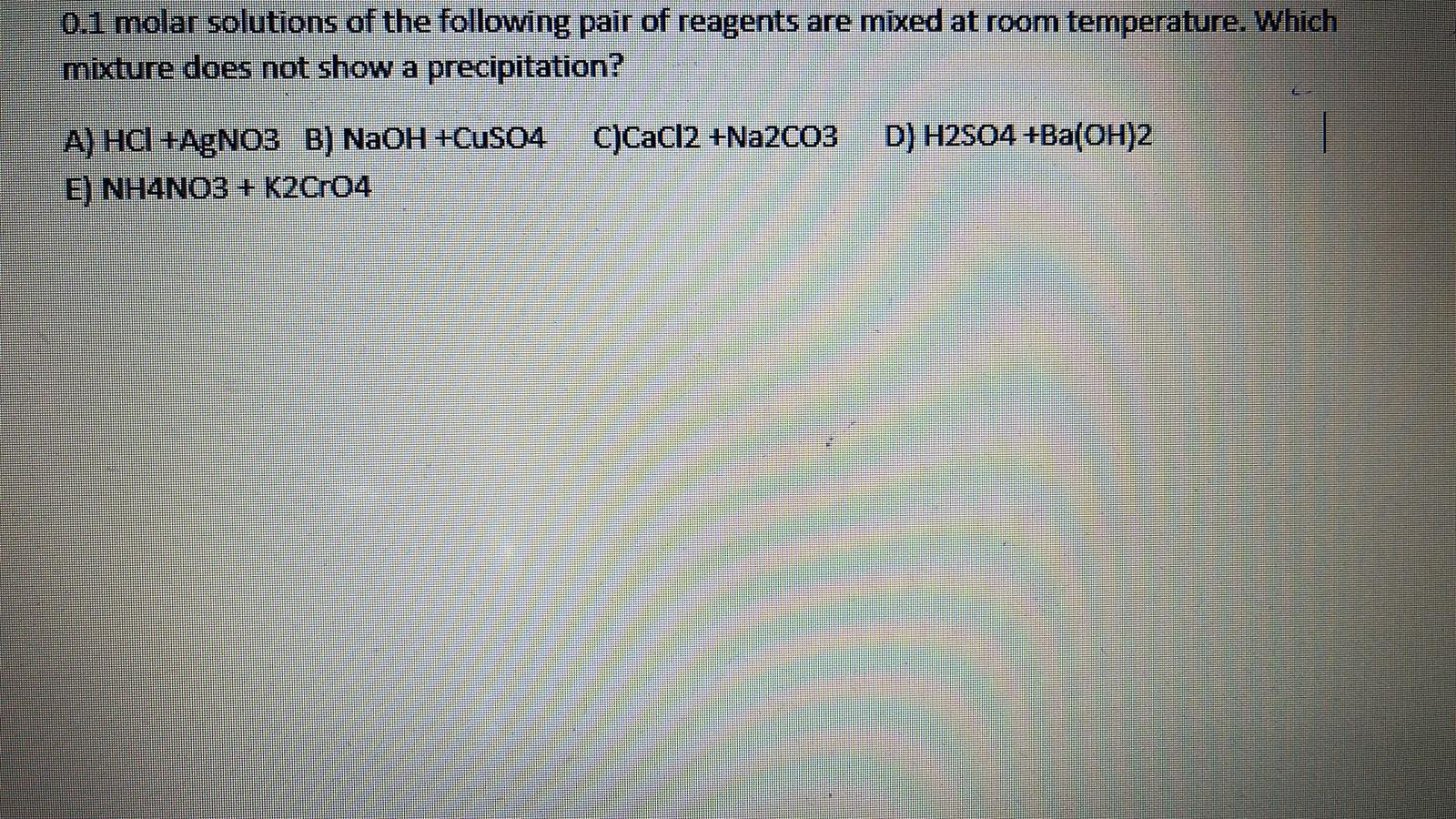 Solved 0.1 molar solutions of the following pair of reagents | Chegg.com