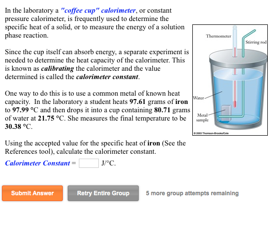 Solved In the laboratory a "coffee cup" calorimeter, or | Chegg.com