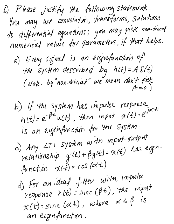 Solved b) Please justify the following statement. You may | Chegg.com