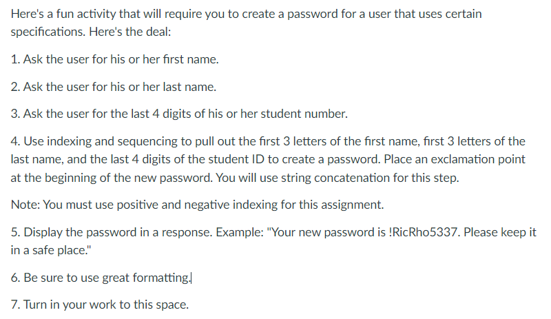 Solved Here's a fun activity that will require you to create | Chegg.com