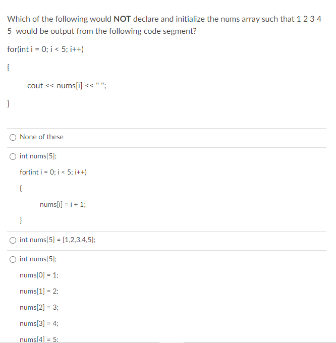 Solved Which of the following would NOT declare and | Chegg.com