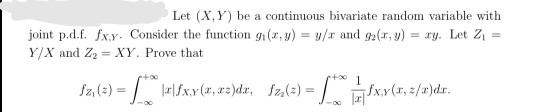 Solved Let (X,Y) be a continuous bivariate random variable | Chegg.com