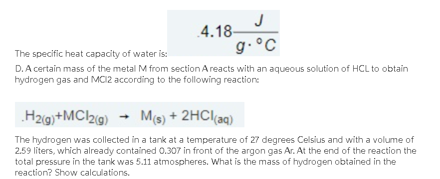Solved A. A sample of 0.627 g of an ionic compound MCO3 | Chegg.com