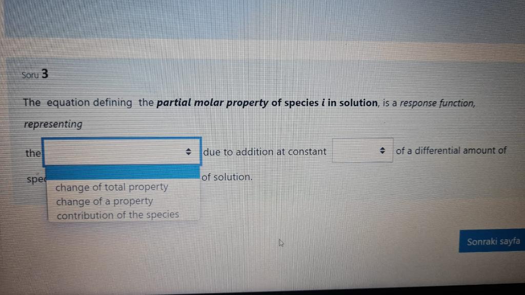 Solved The equation defining the partial molar property of | Chegg.com