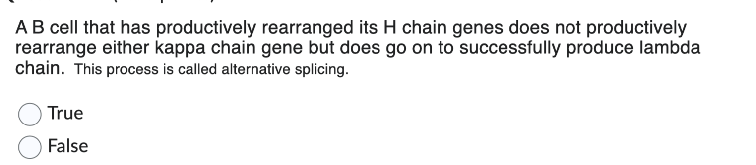 Solved A B cell that has productively rearranged its H chain | Chegg.com