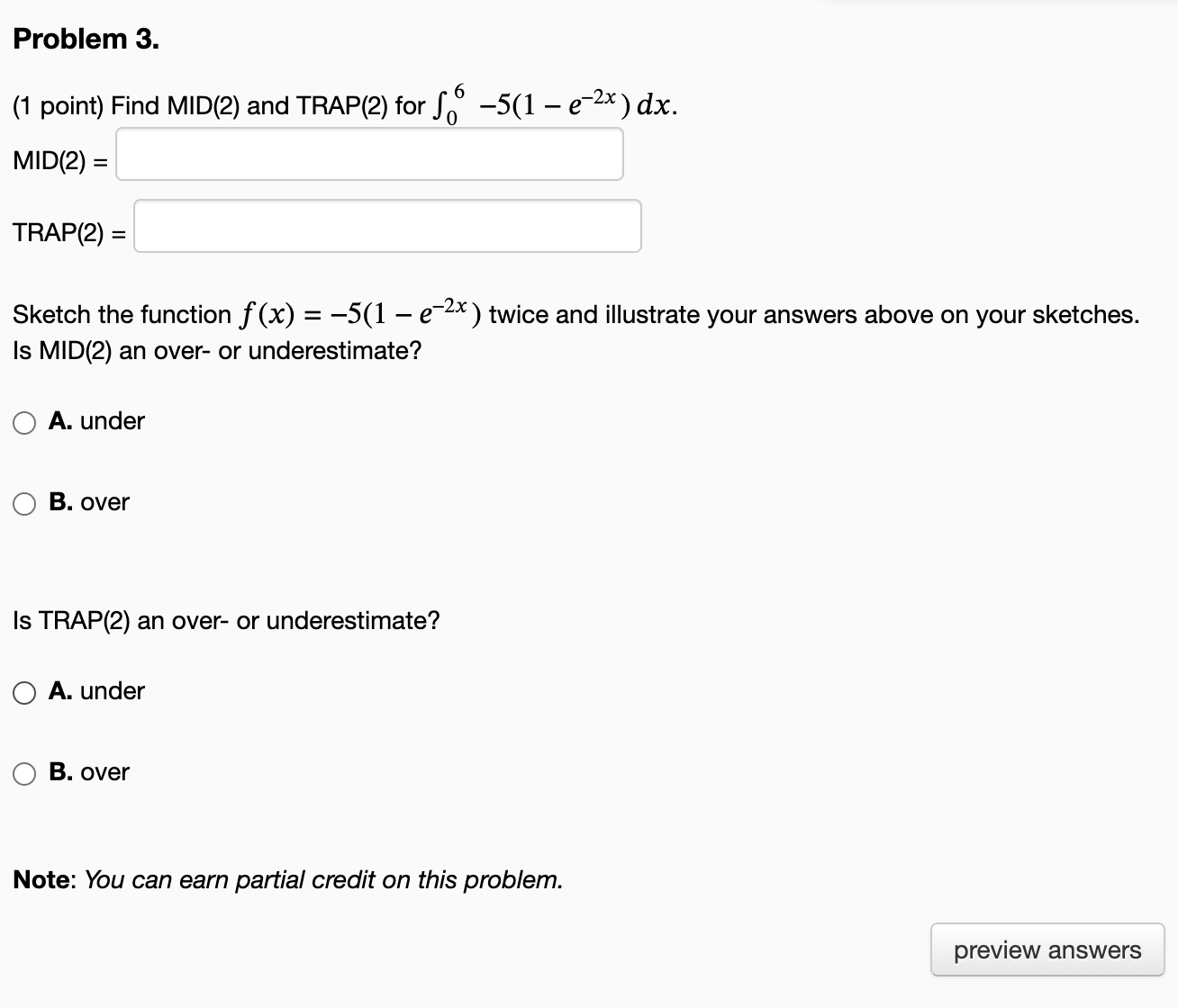 Solved Problem 3.(1 ﻿point) ﻿Find MID(2) ﻿and TRAP(2) ﻿for | Chegg.com
