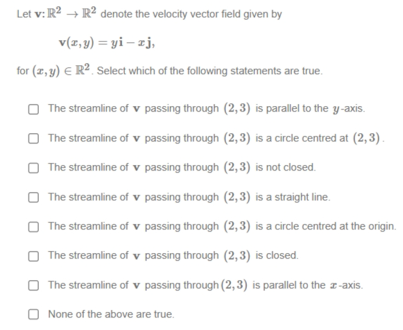 Solved Let v:R^2->R^2 ﻿denote the velocity field given | Chegg.com