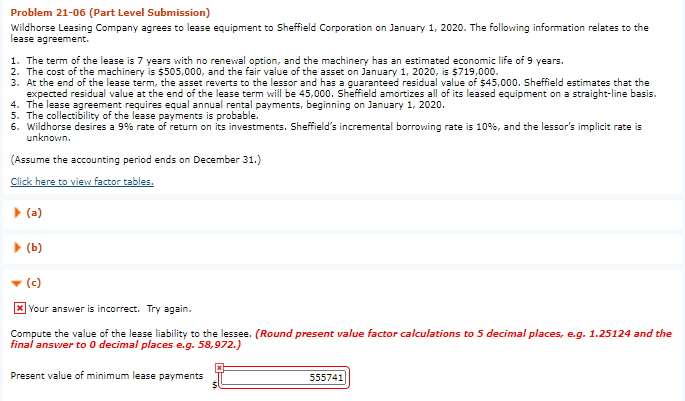 Solved Problem 21-06 (Part Level Submission) Wildhorse | Chegg.com