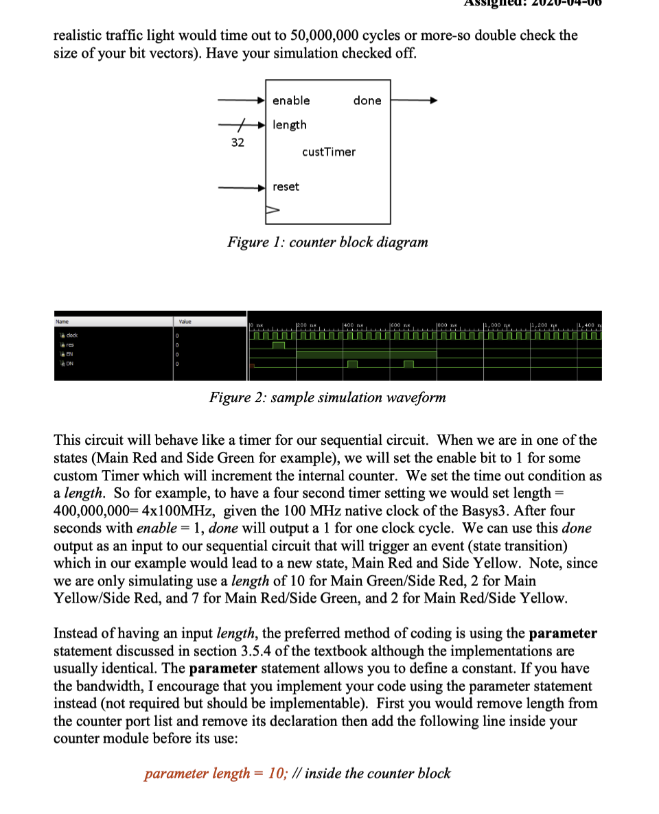 Part 1: Design and Simulate the custom Timer. Create | Chegg.com