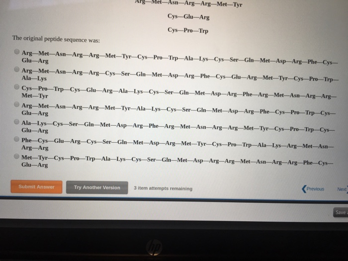 Solved A Sample Of The Sequences N Terminal To C Terminal