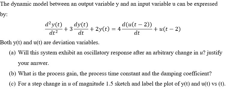 Solved The dynamic model between an output variable y and an | Chegg.com