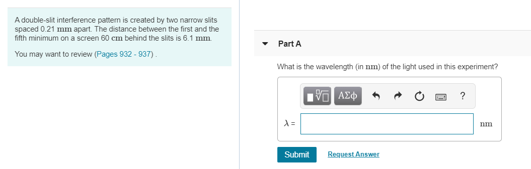 Solved A double-slit interference pattern is created by two | Chegg.com