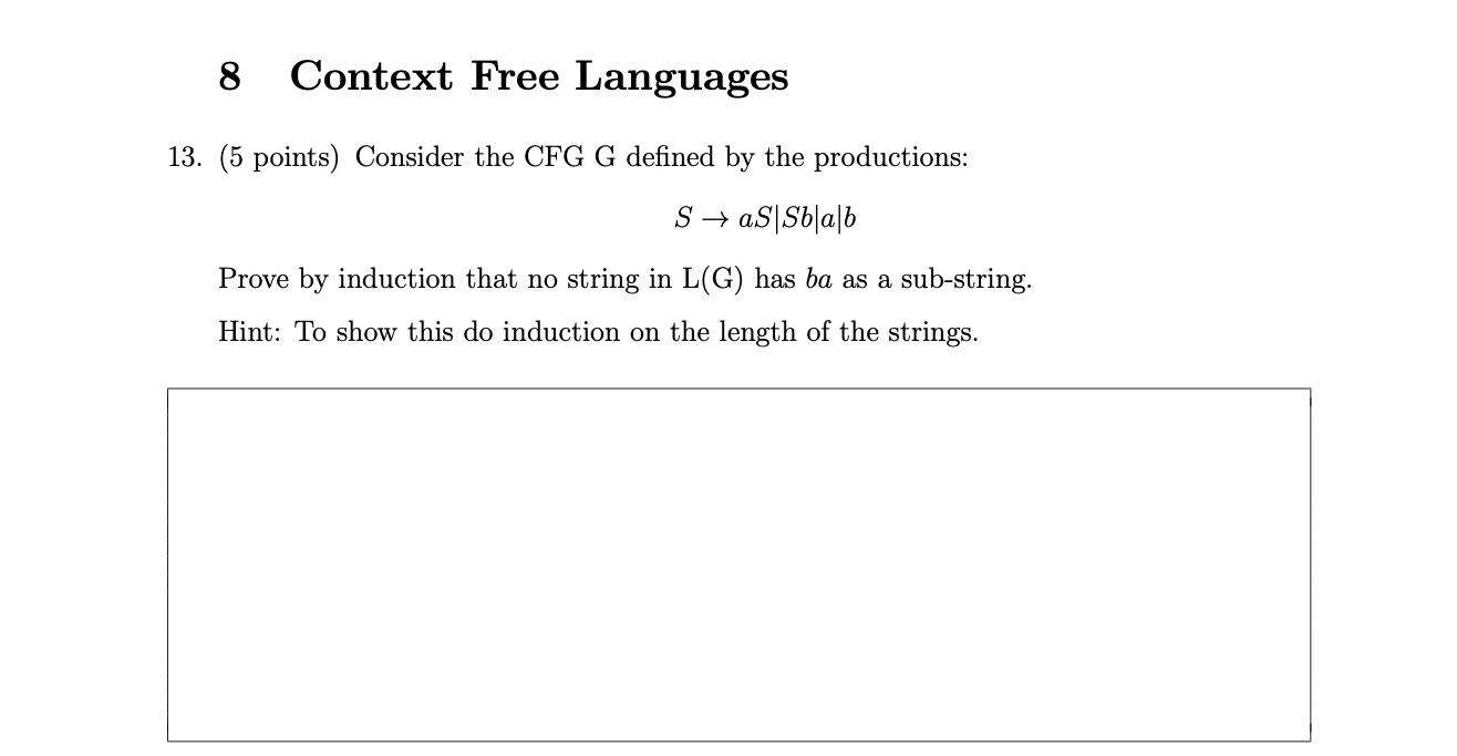 Solved 8 Context Free Languages 13. (5 points) Consider the | Chegg.com