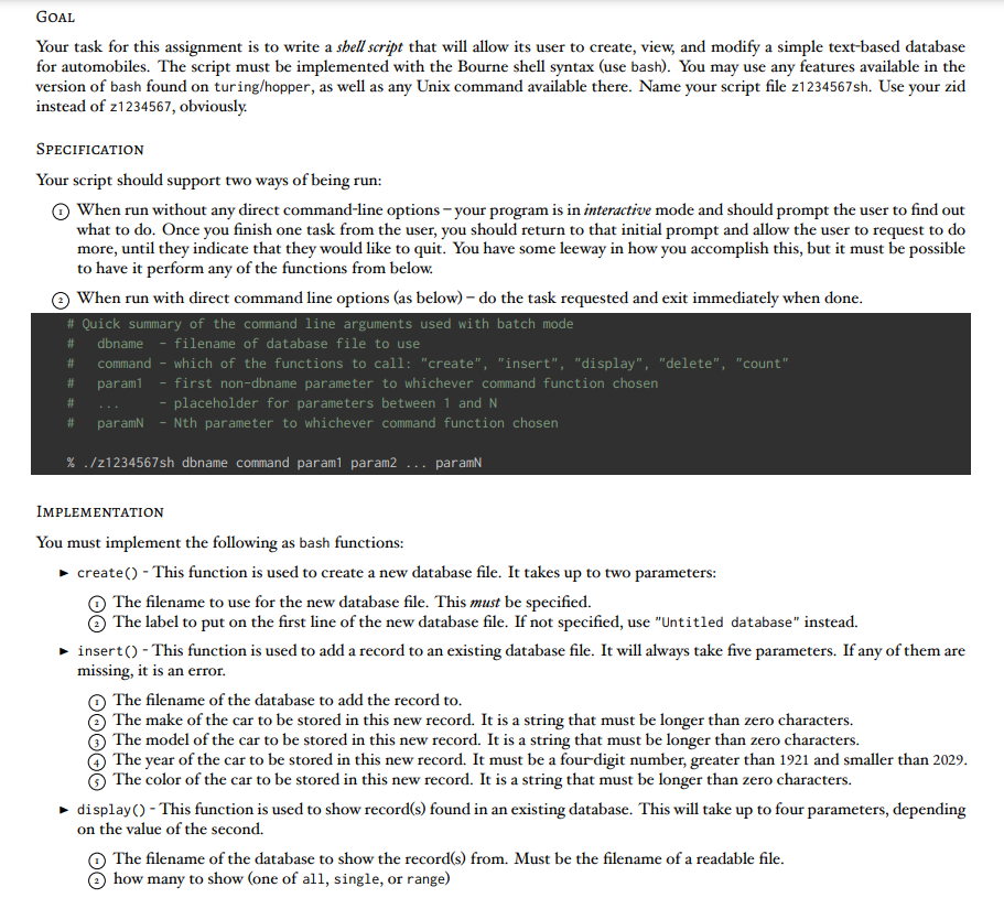 Your task for this assignment is to write a shell | Chegg.com