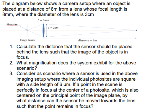 Solved The diagram below shows a camera setup where an | Chegg.com