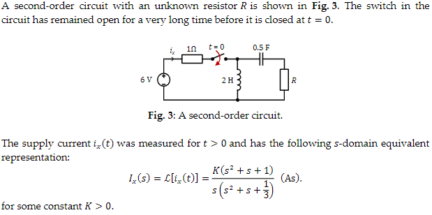 Solved A second-order circuit with an unknown resistor R is | Chegg.com