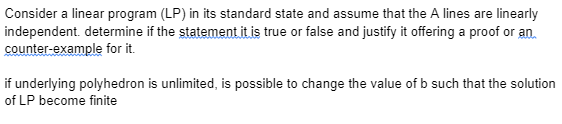 Solved Consider a linear program (LP) in its standard state | Chegg.com