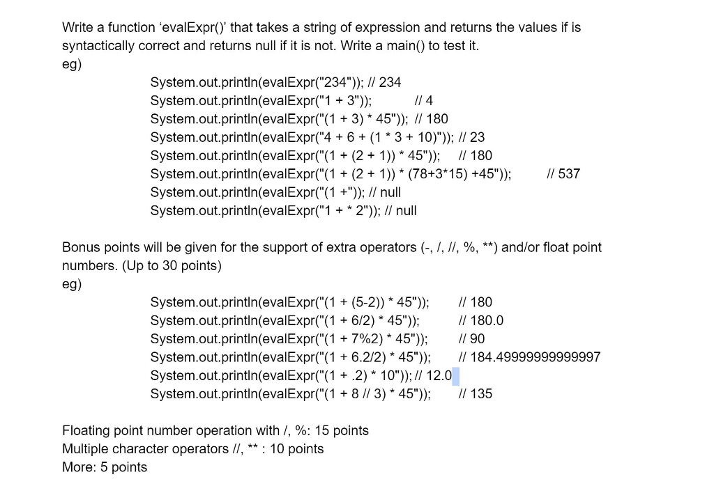 Write a function 'evalExpr()' that takes a string of | Chegg.com