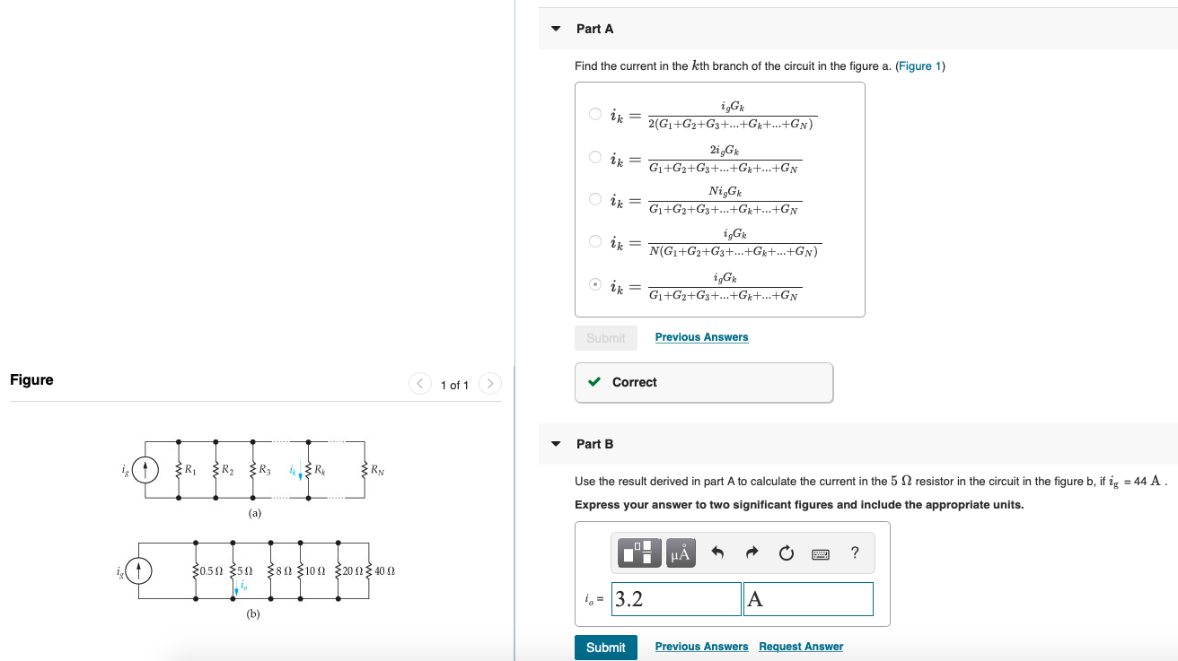 Solved Part A Find the current in the kth branch of the | Chegg.com