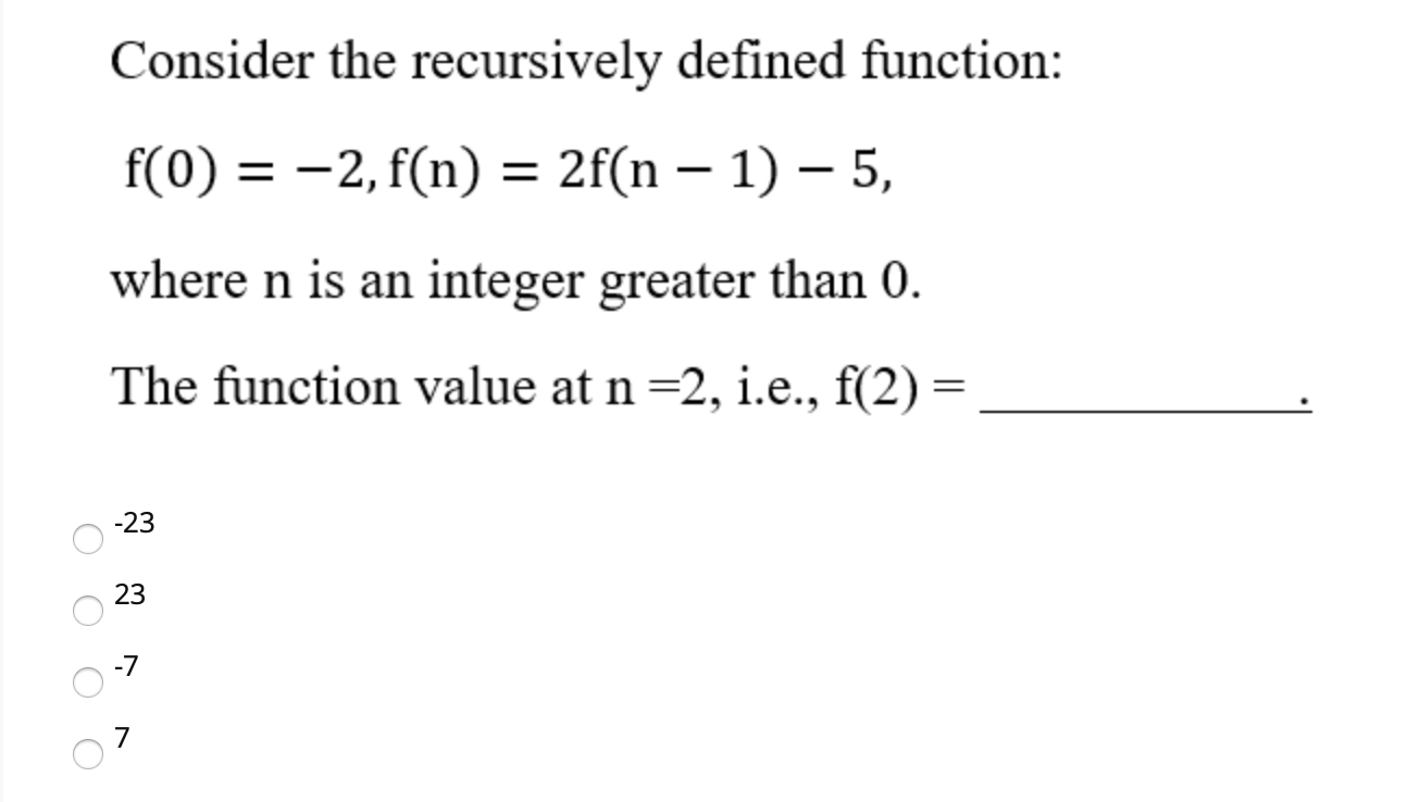 Solved Consider The Recursively Defined Function F 0 2