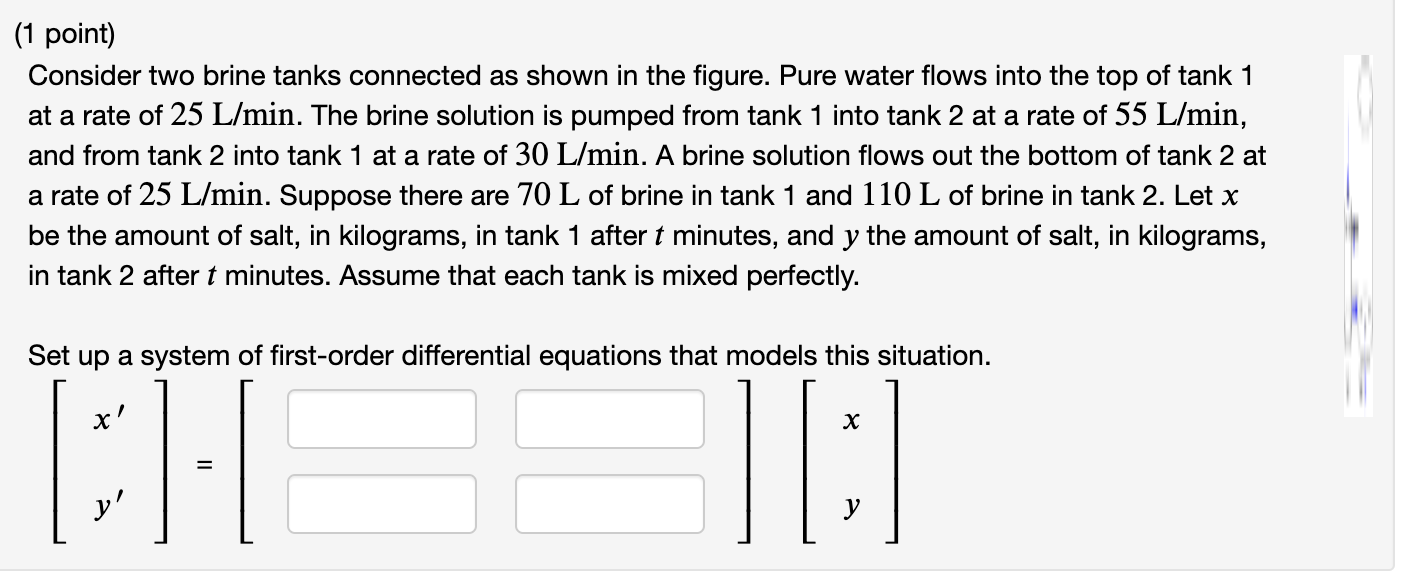 Consider two brine tanks connected as shown in the | Chegg.com