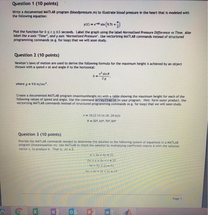 Solved Write a documented MATLAB program (bloodpressure.m) | Chegg.com