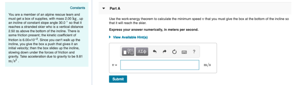 Solved Use the work-energy theorem to calculate the minimum | Chegg.com