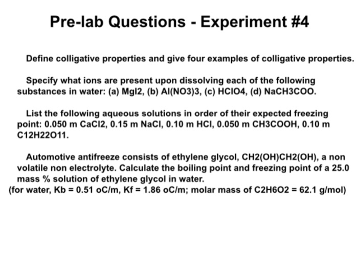 Solved Define colligative properties and give four examples | Chegg.com
