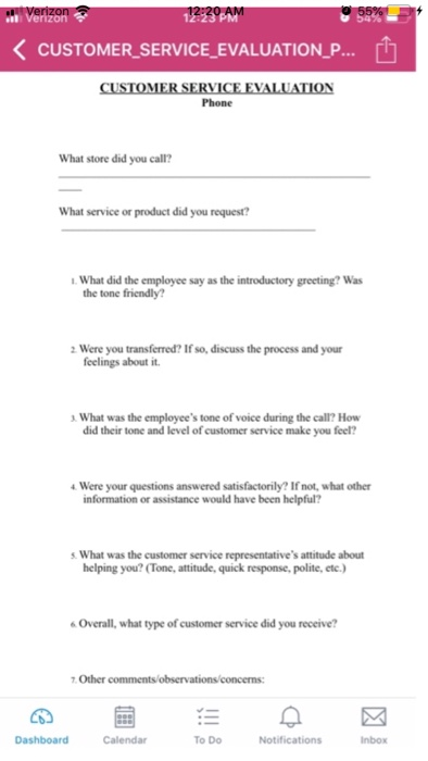 Solved Part 1: Customer Service Evaluations 1. Complete 6 | Chegg.com