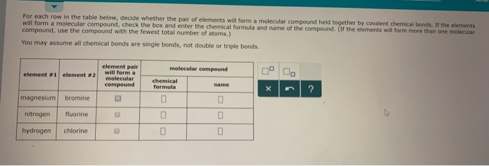 Solved For each row in the table below, decide whether the | Chegg.com