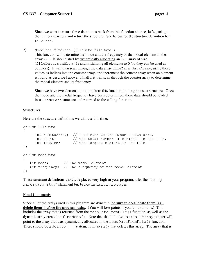 Solved Computer Science I CS1337 Assignment #5- Modes and | Chegg.com
