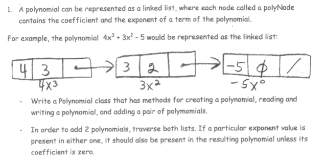 Solved 1. A polynomial can be represented as a linked list, | Chegg.com
