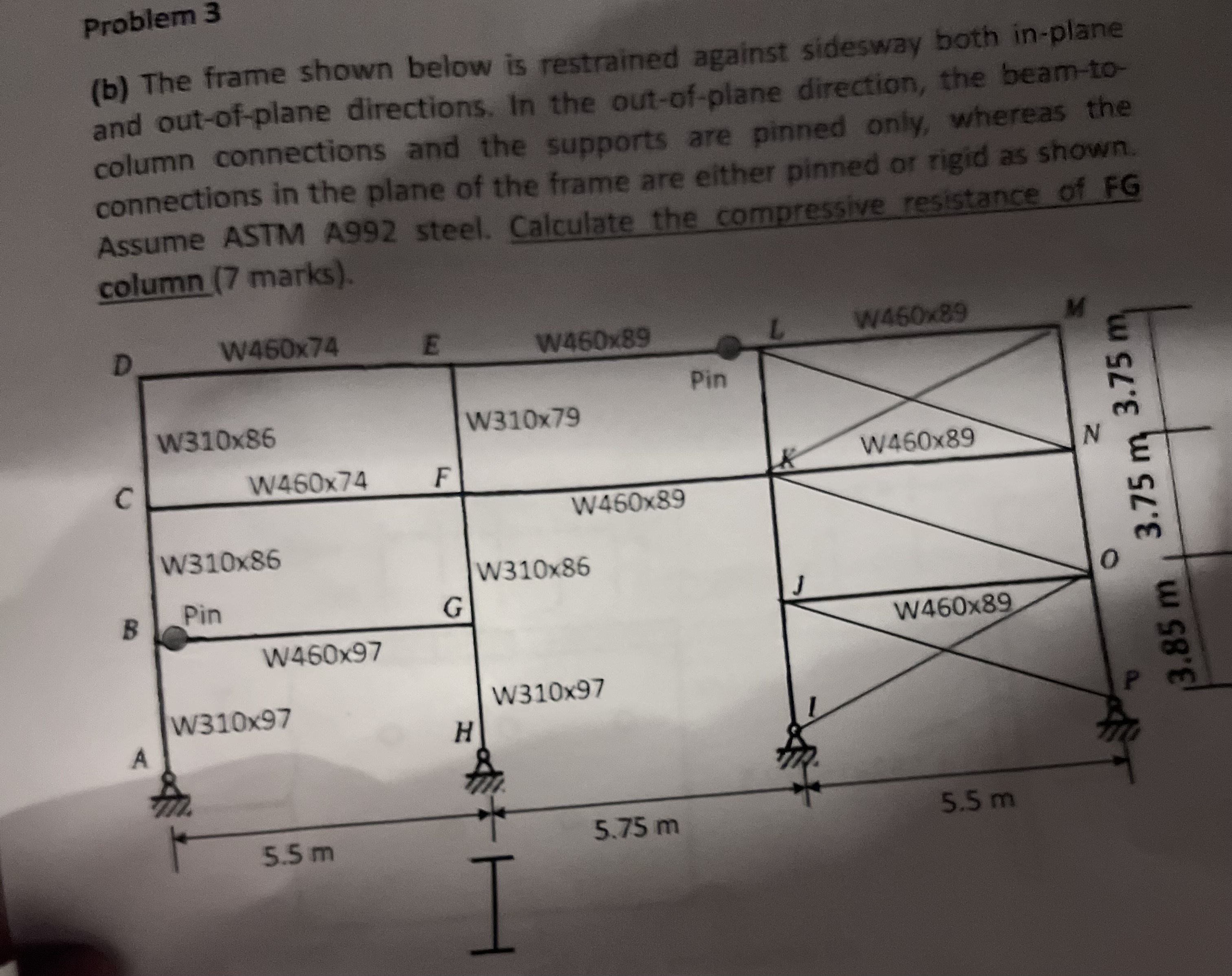 Solved problem 3(b) ﻿The frame shown below is restrained | Chegg.com